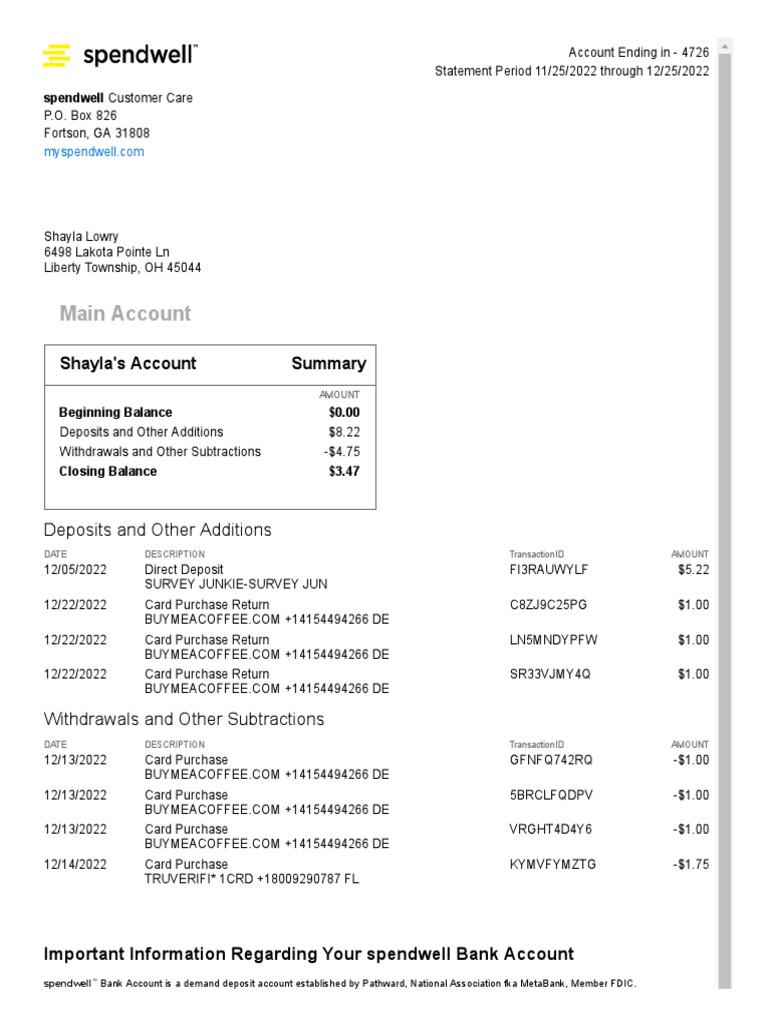 Spendwell Customer Service Number