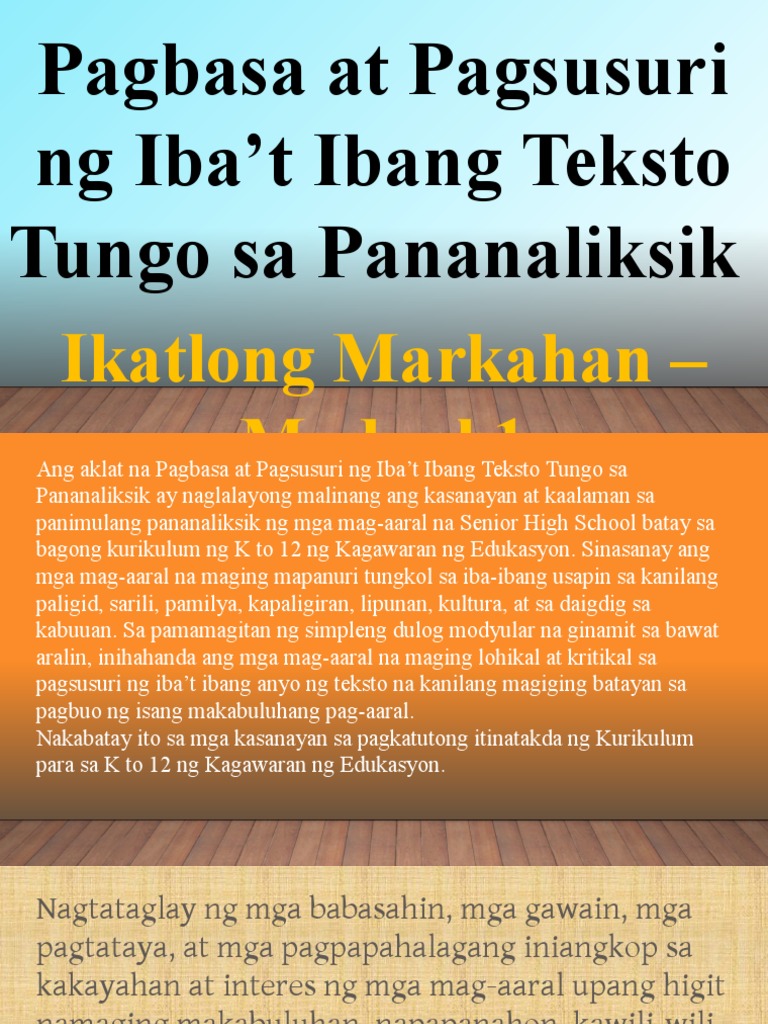 Q3 Pagbasa Week 1 | PDF