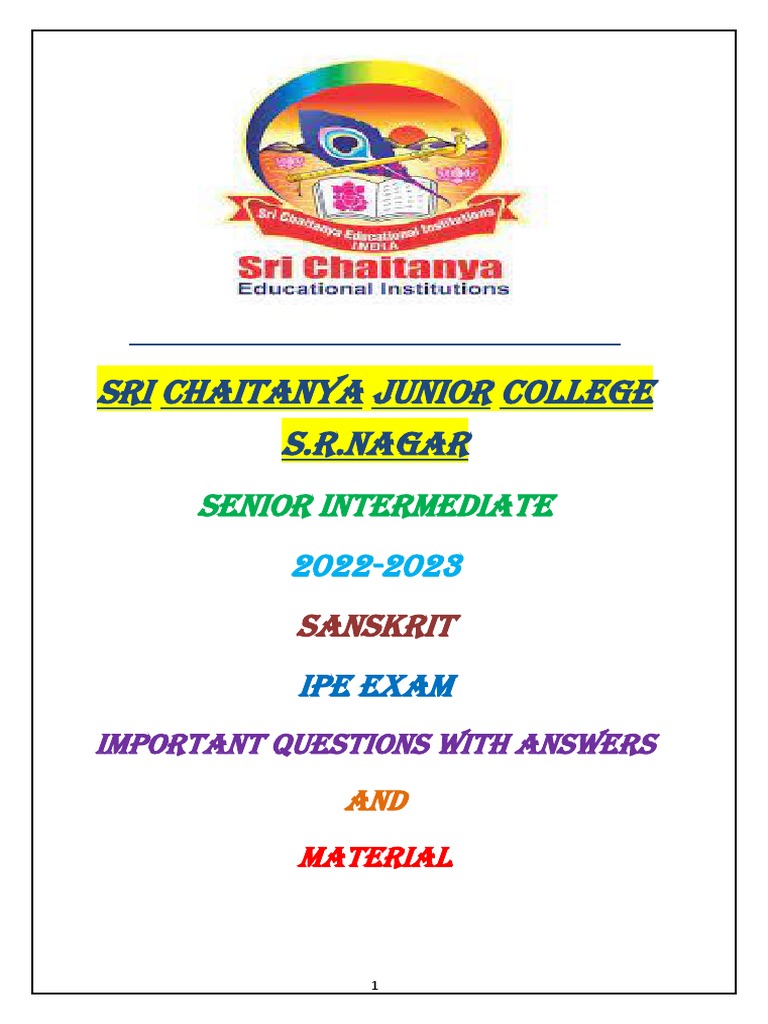 Senior Inter Material Sanskrit 2022-2023 | PDF