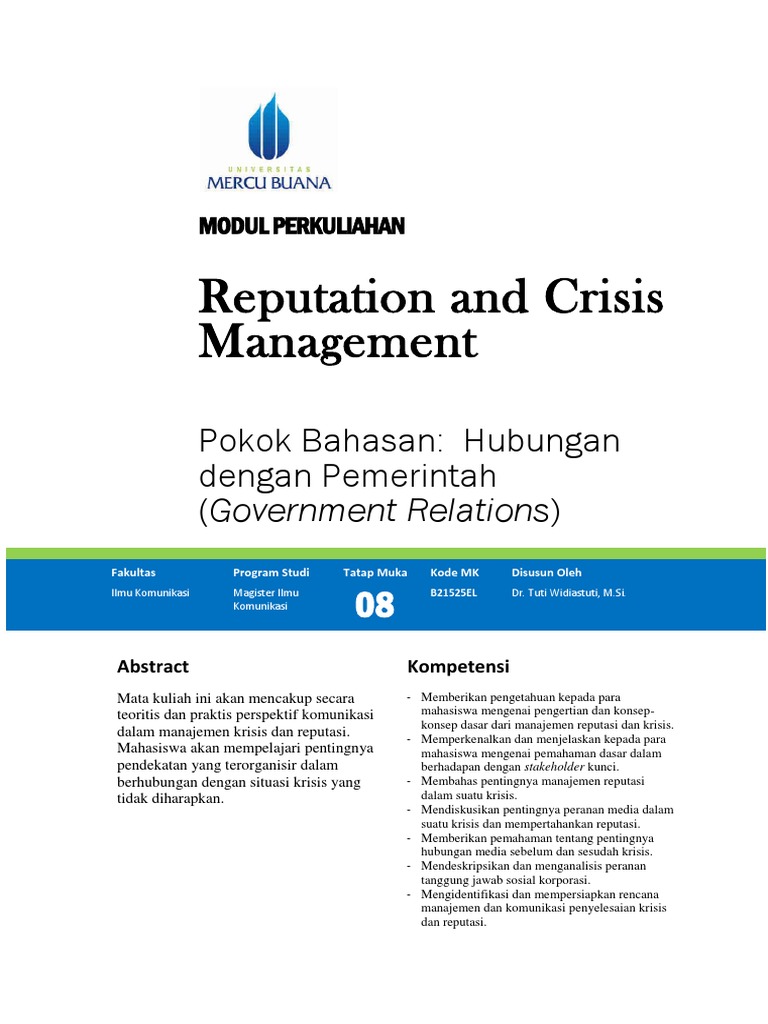 Modul Reputation Crisis Management-08 | PDF Modul Reputation Crisis Management-08 | PDF