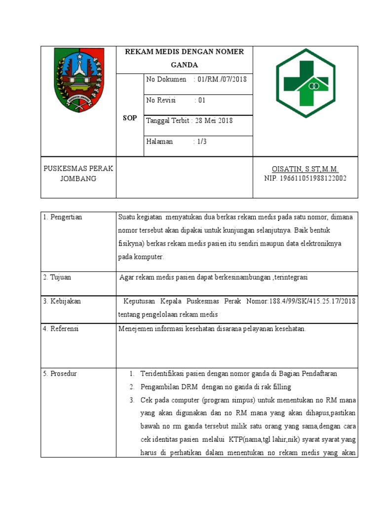 PRINT SOP RM Dengan NOMER GANDA | PDF