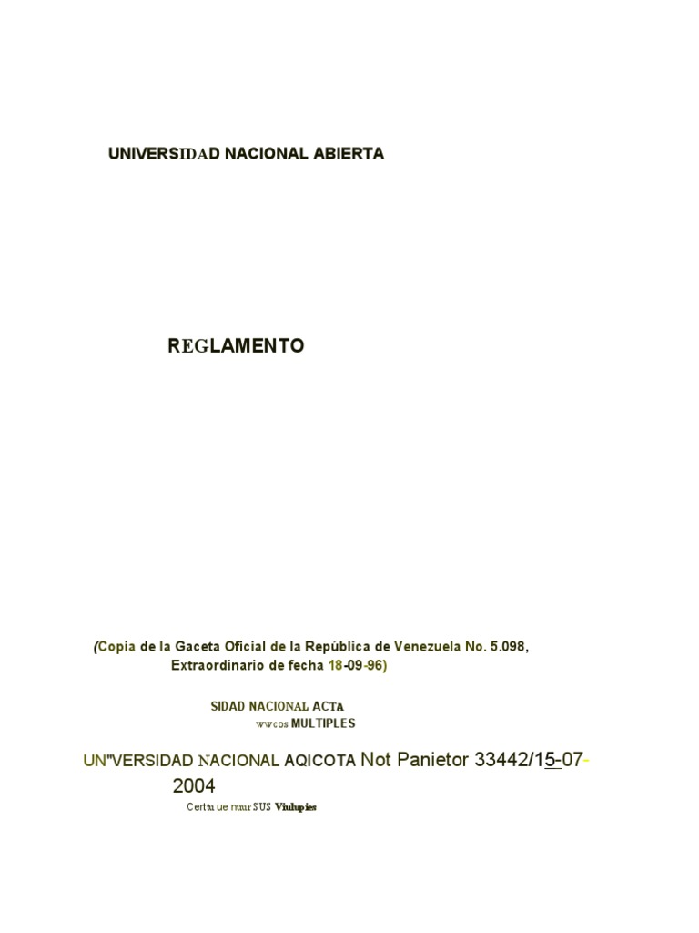 Reglamento UNA | PDF | Universidad | Evaluación