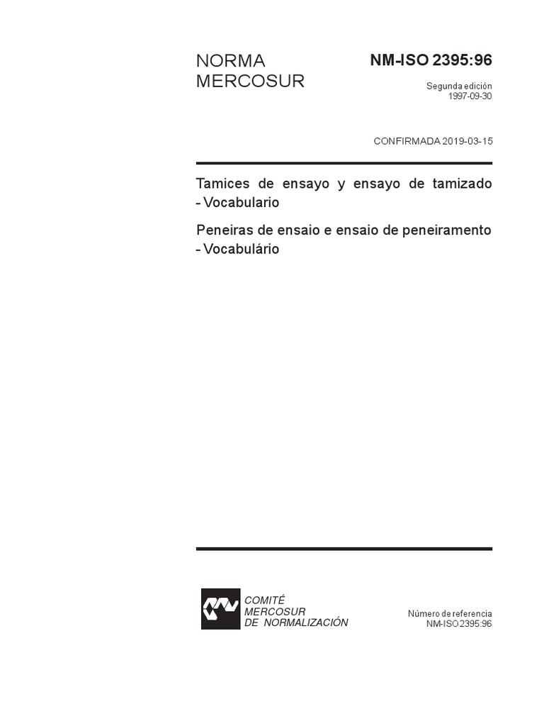 NBR NM Iso 2395 | PDF | Organización internacional para la estandarización | Metrología