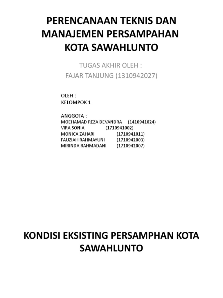 Manajemen Persampahan Kota Sawahlunto | PDF