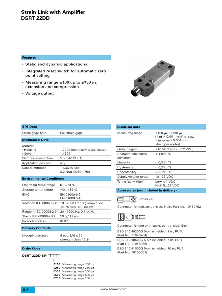 En - DAB - DSRT - 22DD Strainer Gauge Sensor | PDF | Electrical ...