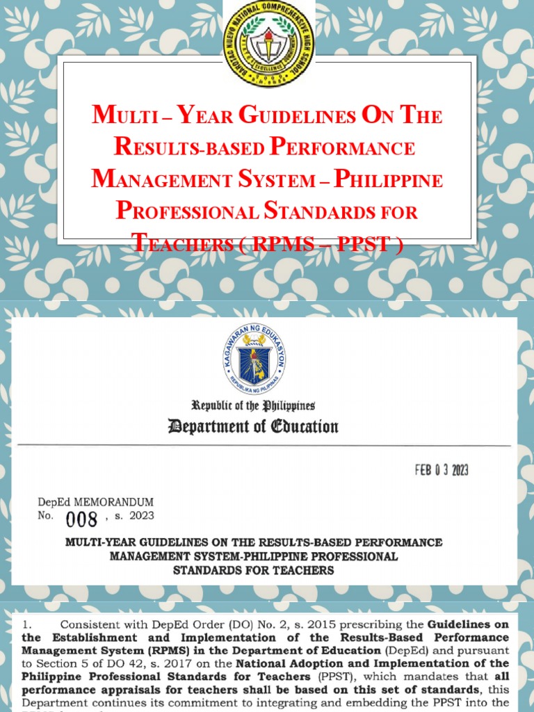 Multi-Year RPMS-PPST Guidelines 2023 | PDF | Educational Assessment ...