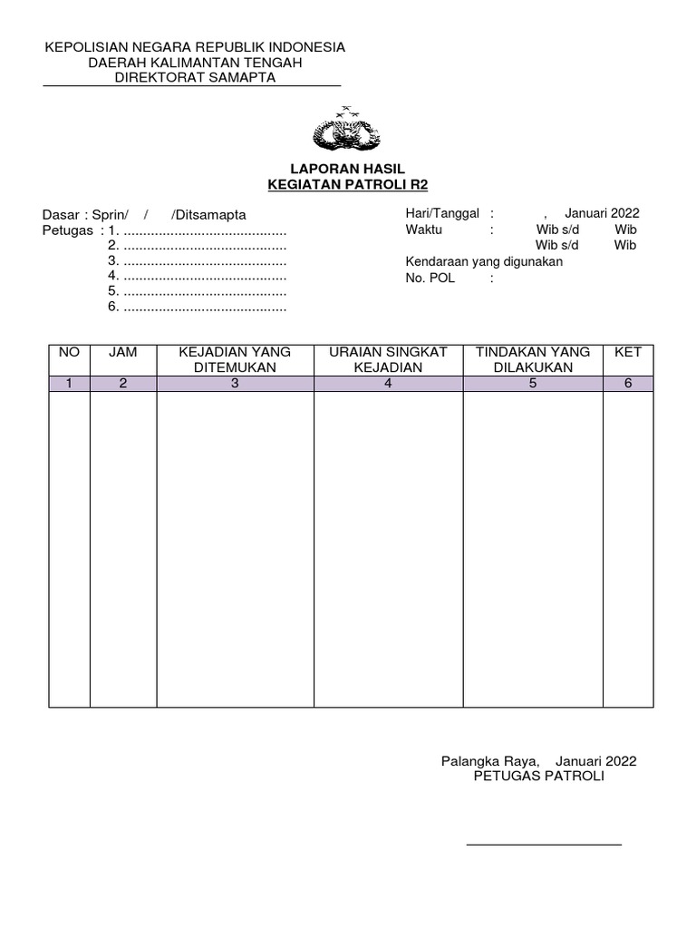 LAPORAN PATROLI R2 (Repaired) | PDF