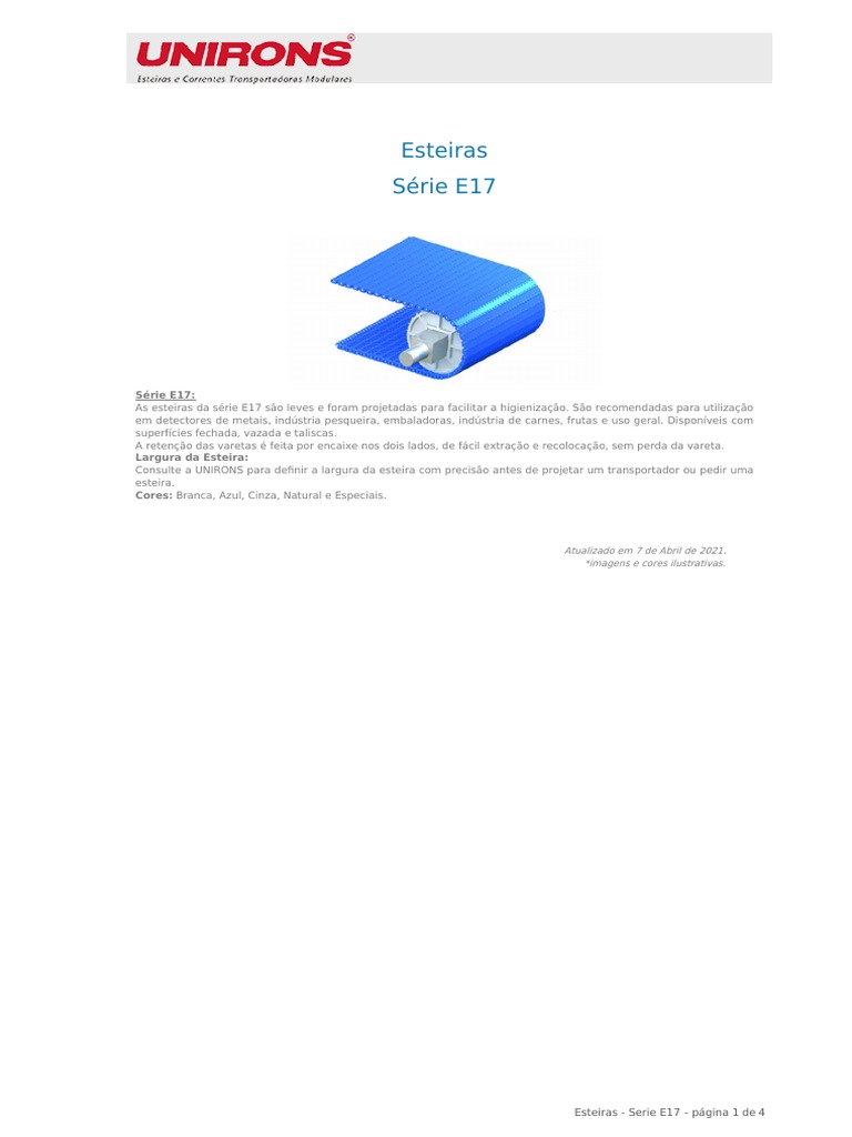 03 - Esteiras - Serie - E17 | PDF | Eixo