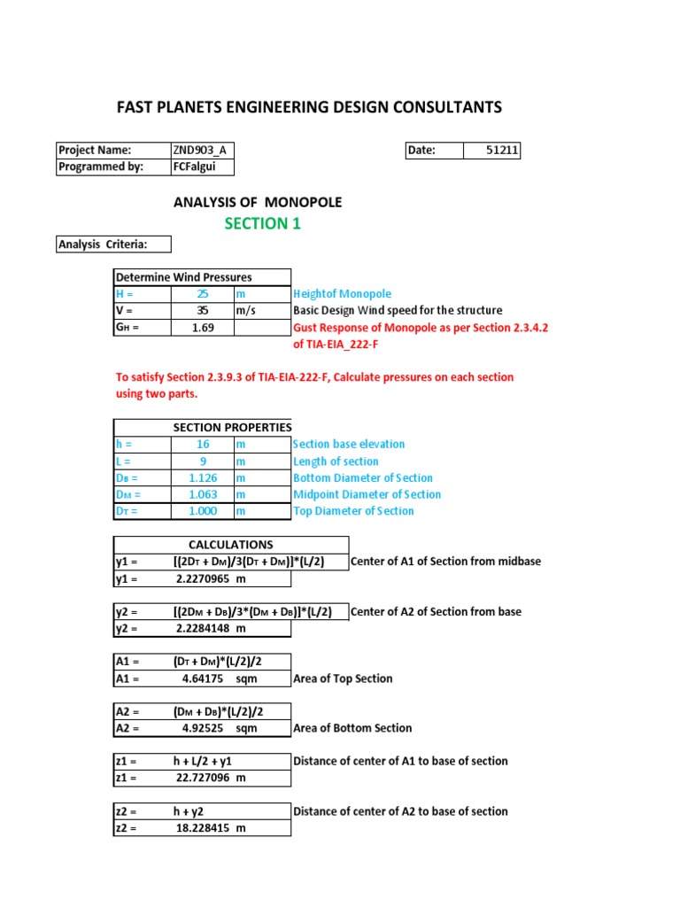 Toaz - Info 250m Monopole Analysis Amp Calculations PR | PDF | Wind ...