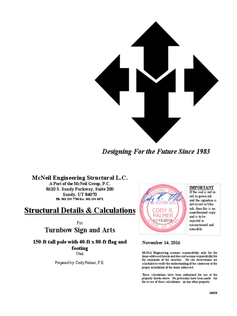 Nielson RV Flag Pole Official Engineering Plans Structural Details and ...