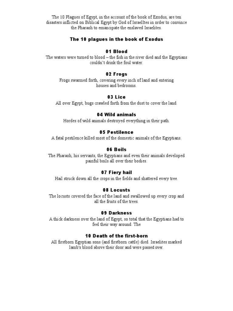 Ten Plagues of Egypt Explained | PDF