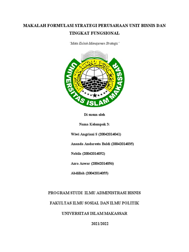 Formulasi Strategi Perusahaan Unit Bisnis Dan Tingkat Fungsional | PDF