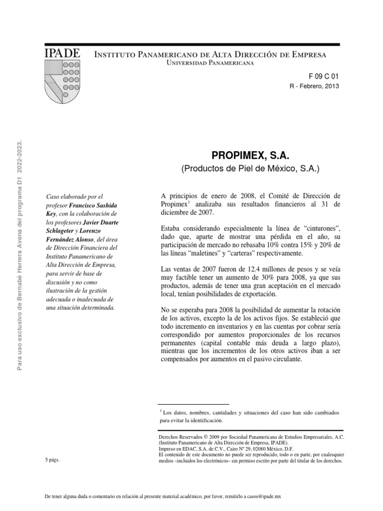 Propimex, S.A.: (Productos de Piel de México, S.A.) | PDF | Business ...