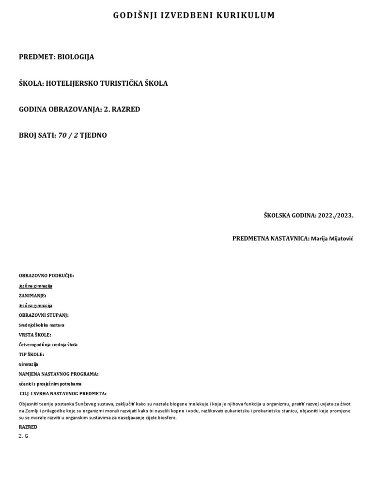 GIK Biologija 2 | PDF