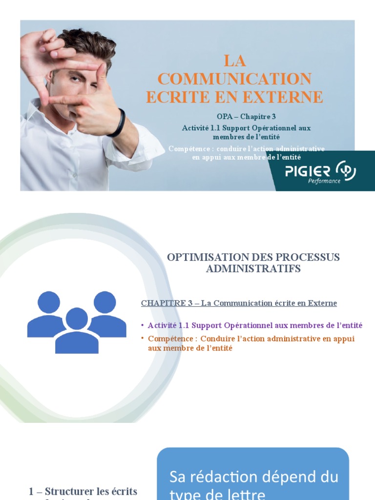 OPA Chapitre 3 - La Communication Ecrite en Externe | PDF | la ...