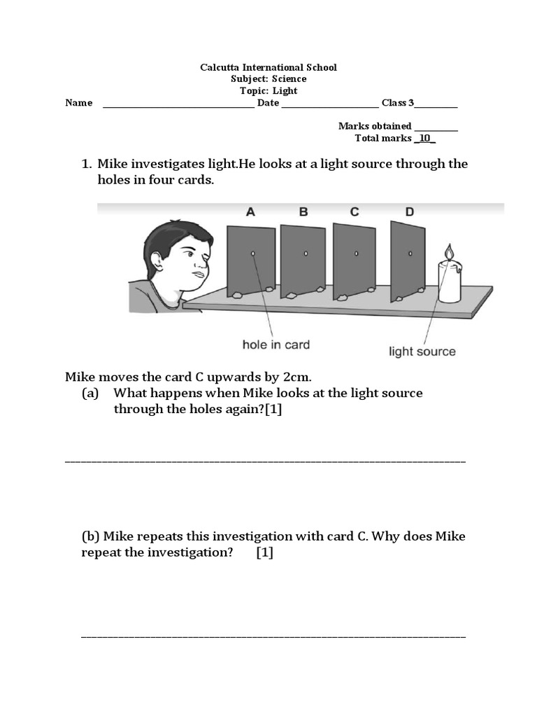 Class 3 Science: Understanding Light | PDF