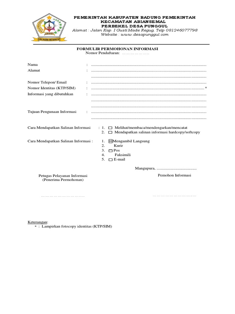 Formulir Permohonan Informasi | PDF