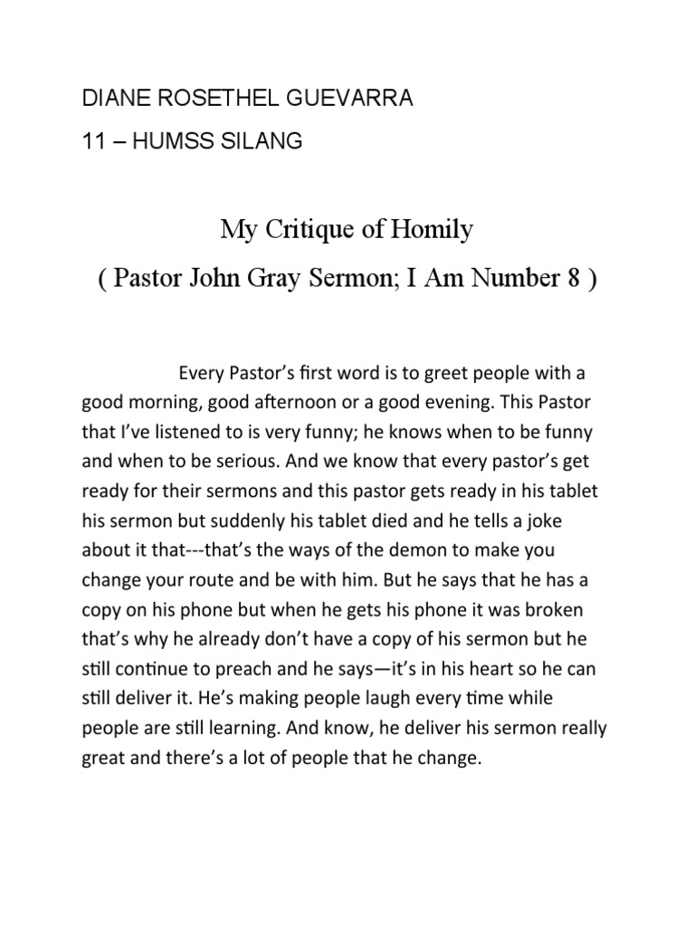 A Funny and Inspiring Sermon: A Critique of Pastor John Gray's ...