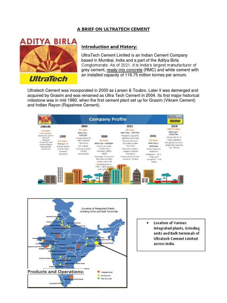A Brief On Ultratech Cement-Abijith Menon | PDF | Cement | Building ...