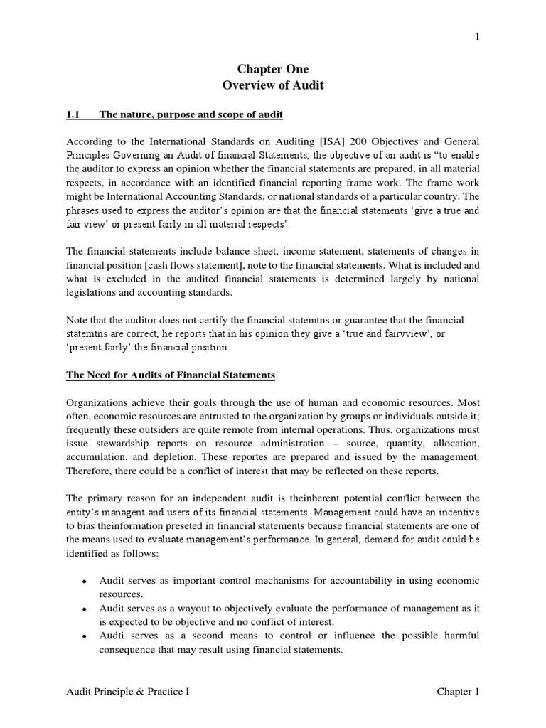 Audit I-Chapter One | PDF | Audit | Financial Audit