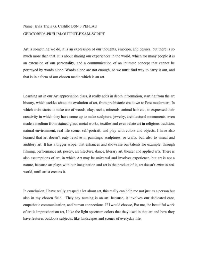 Gedcore08 Prelim Output Exam Script | PDF