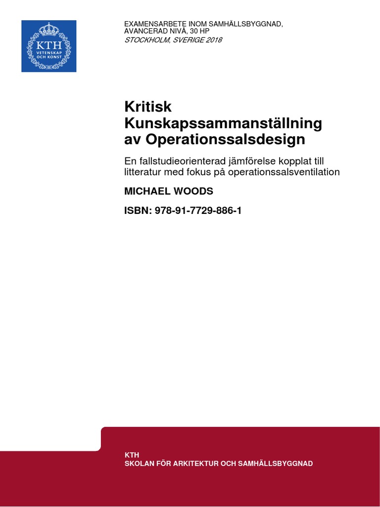 KTH Kritisk Kunskapssammanställning Av Operationssalsdesign | PDF