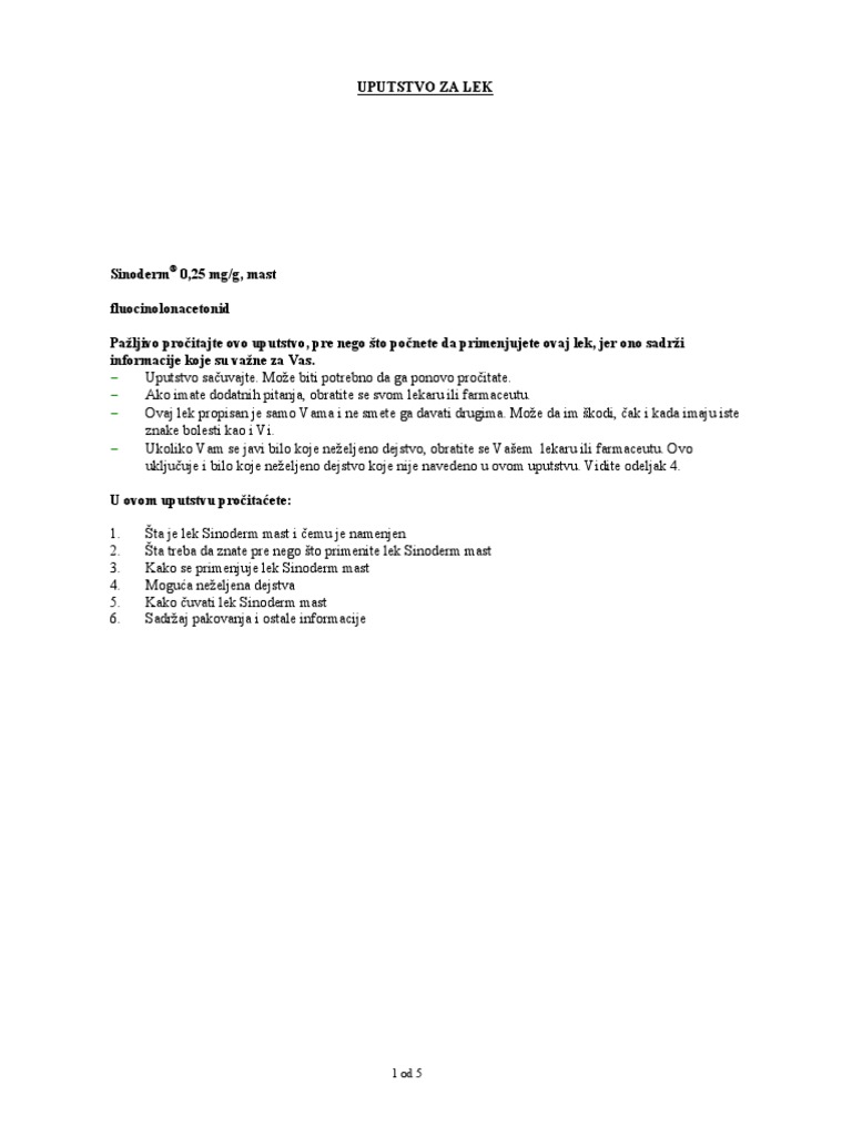 Uputstvo Za Lek | PDF