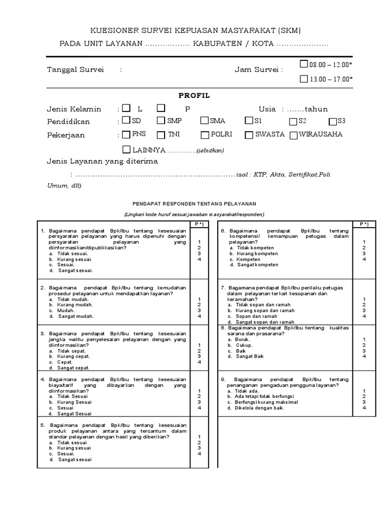 Kuesioner SKM | PDF