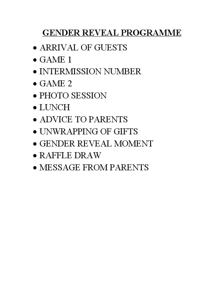 Gender Reveal Programme | PDF
