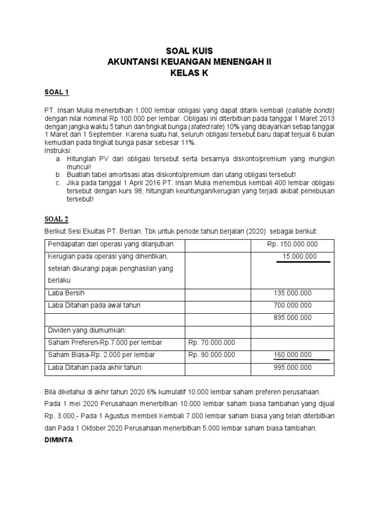 SOAL KUIS AKM II Kelas F | PDF