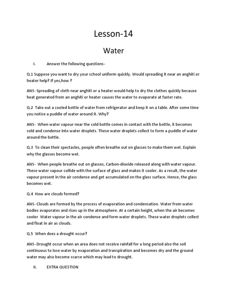 Science Lesson - 14 | Download Free PDF | Water | Water Vapor