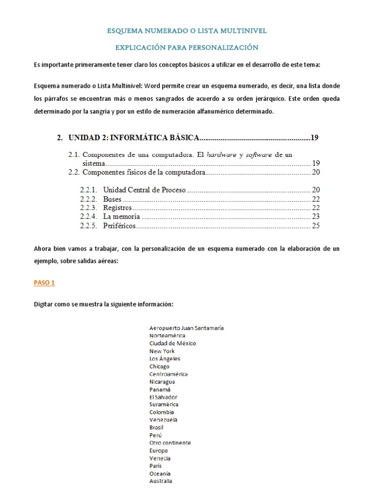 Esquema Numerado o Lista Multinivel | PDF