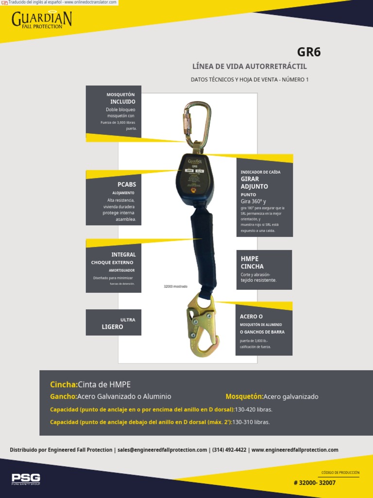 Guardian gr6 SRL Spec Sheet - En.es | PDF
