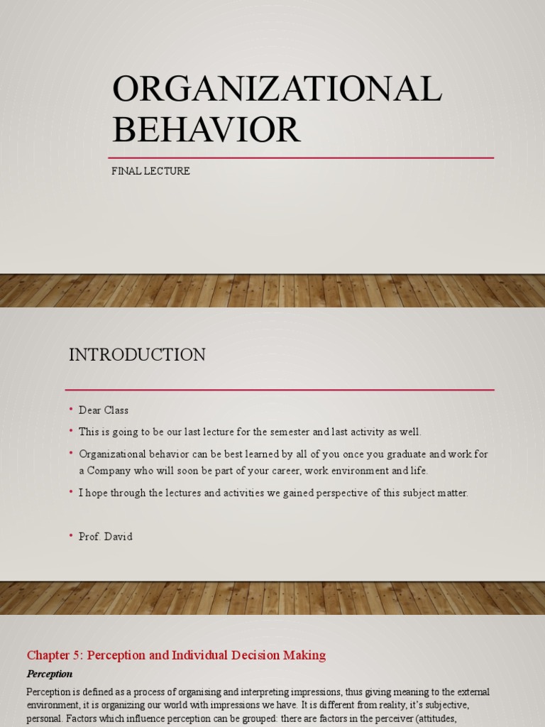 Ob Final Lecture | PDF | Bias | Decision Making Ob Final Lecture | PDF | Bias | Decision Making