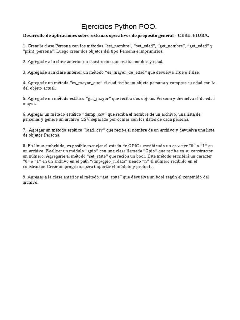 Ejercicios Python POO | PDF