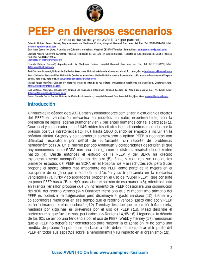 PEEP en Diversos Escenarios | PDF | Ventrículo (corazón) | Vena