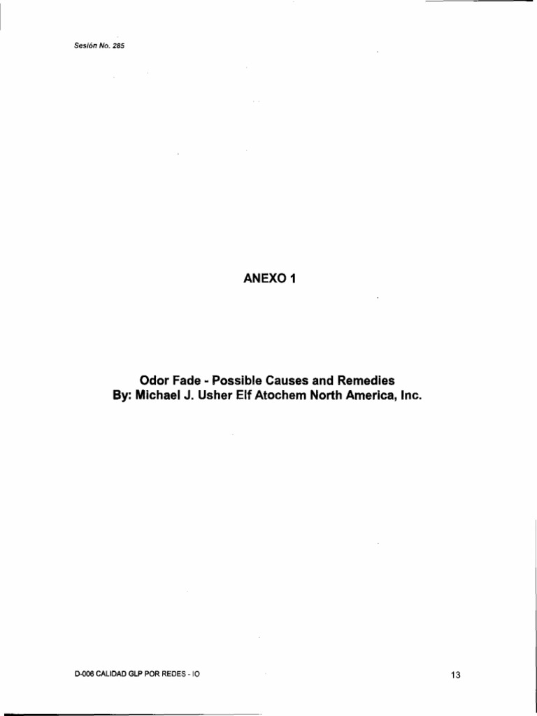 D-006 Anexo 1 Odor Fade - Possible Causes and Remedies | PDF | Thiol | Odor