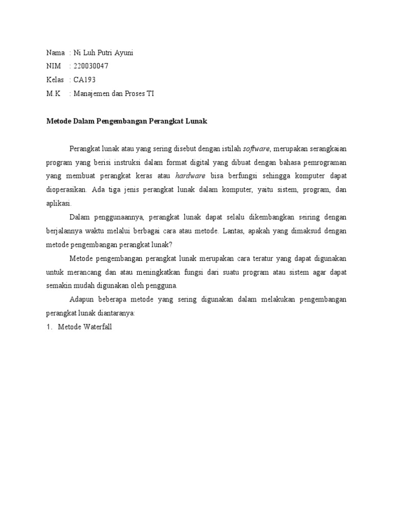 Metode Pengembangan Software | PDF