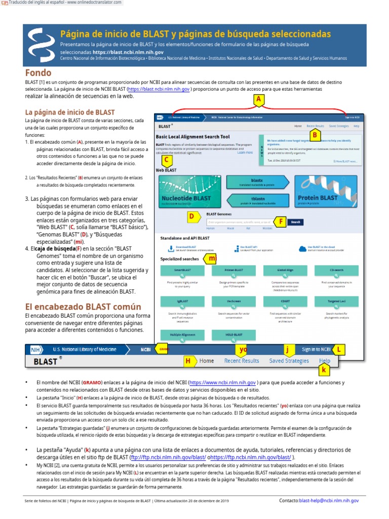 Introducción a la Página de Inicio de BLAST | PDF | Centro Nacional de ...