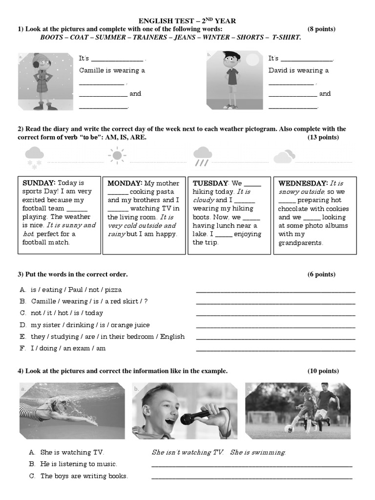 English Test for 2nd Year Students | PDF