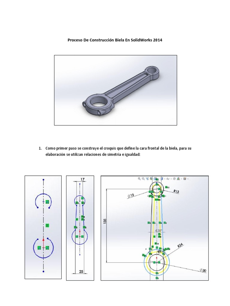 Proceso de Construccion Biela en SolidWorks 2014 | PDF