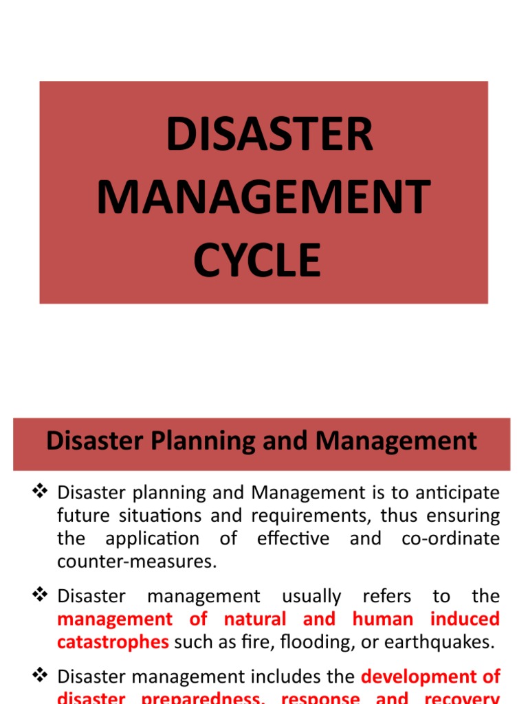Disaster Management Cycle (Prevention, Mitigation, Preparedness ...