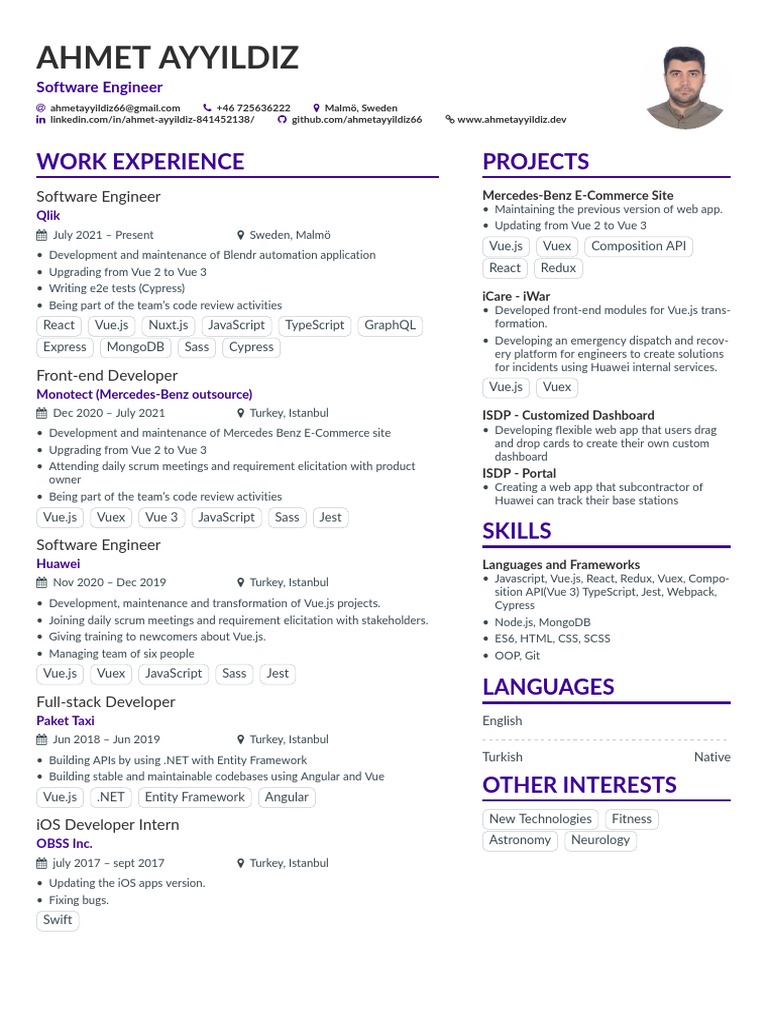 Ahmet Ayyildiz CV | PDF | Java Script | Web Application