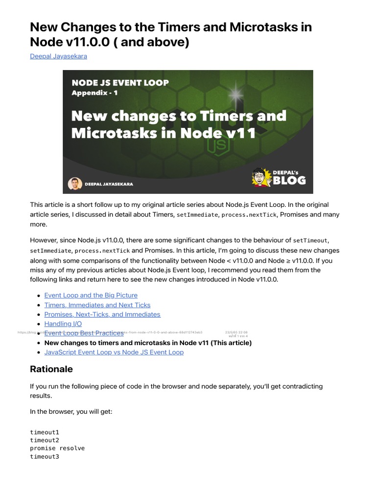 New Changes To The Timers and Microtasks in Node v11.0.0 (And Above ...