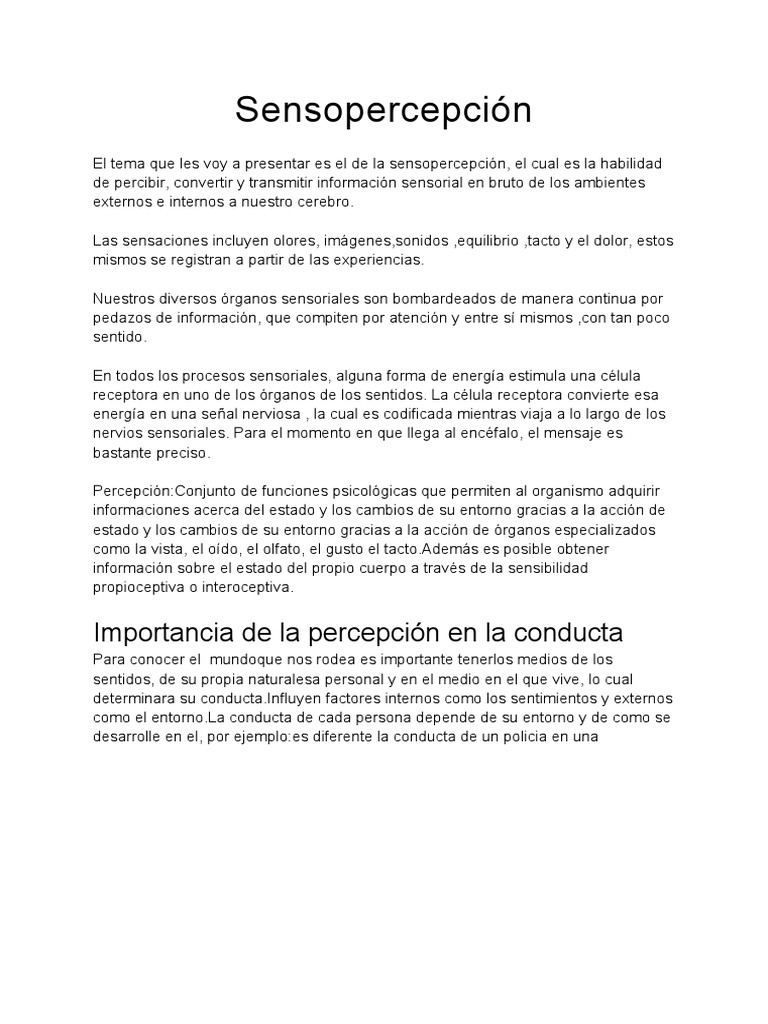 Ensayo Sensopercepcion | PDF