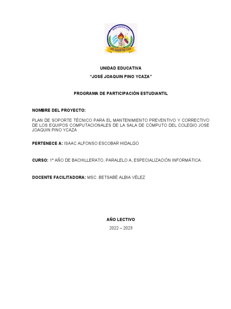Proyecto de Vinculacion Con La Comunidad Isaac Escobar | Descargar ...