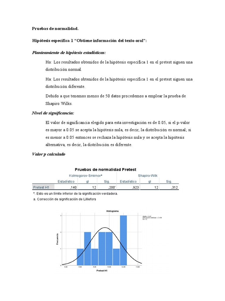 Pruebas de Normalidad Tesis | PDF | Valor P | Hipótesis
