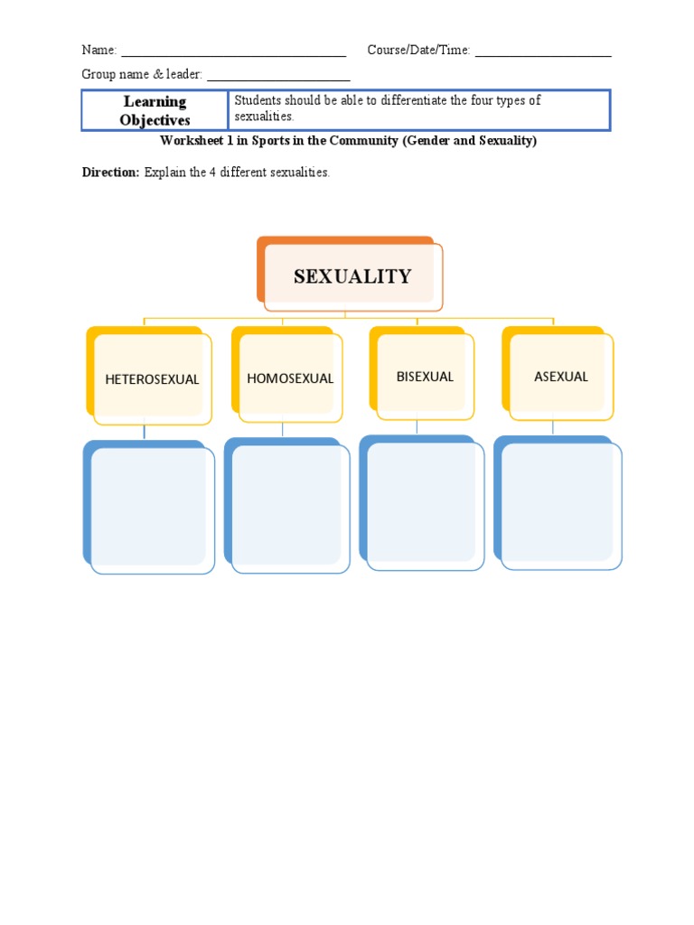 Gender And Sexuality Worksheet Sample Pdf