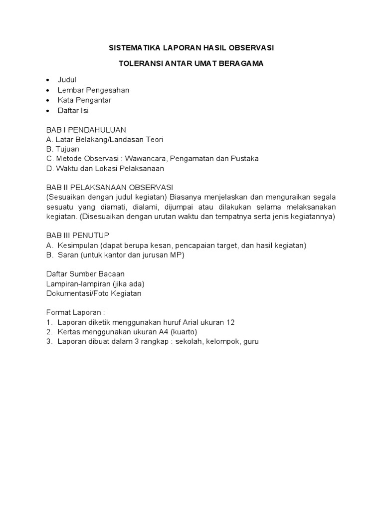 Format Observasi Lapangan | PDF | Karier & Perkembangan | Seni