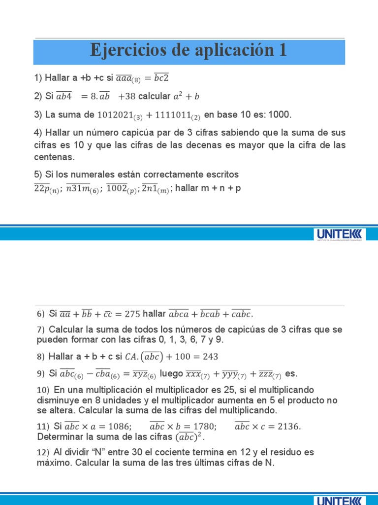 Ejercicios Matematica | PDF